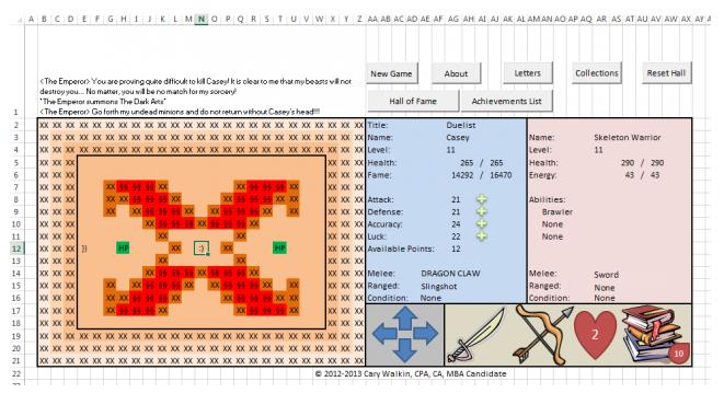 Excel spreadsheet turned into a video game RPG: Arena.Xlsm – Retrenders